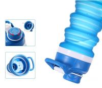 China Custom Logo 750ml Foldable Silicone Water Bottle BPA Free for Kids School Sports for sale