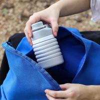 China Custom Logo 750ml Foldable Silicone Water Bottle BPA Free for Kids School Sports for sale