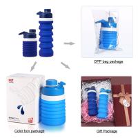 China Custom Logo 750ml Foldable Silicone Water Bottle BPA Free for Kids School Sports for sale