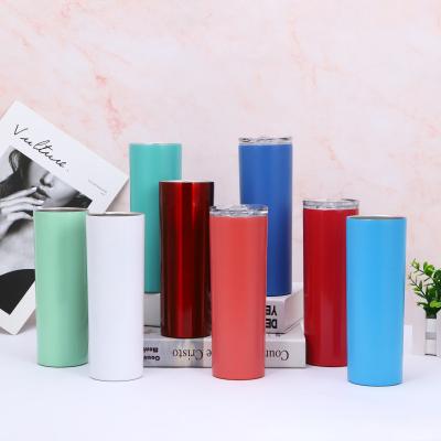 China 304 Stainless Steel Sublimation Straight Cup 12oz 20oz 30oz with Lid Straw Custom Colors for sale