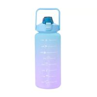 China 2000ml Motivational Plastic Water Bottle with Time Marker and Straw for Outdoor Camping for sale