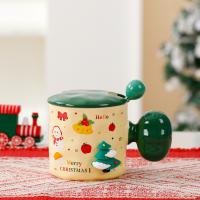 China Custom 3D Christmas Ceramic Mug 380ml with Lid Spoon Sublimation Gift for sale