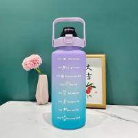 China 2000ml Plastic Water Bottle with Straw Time Marker Thermal Insulation for Fitness for sale