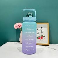 China 2000ml Plastic Water Bottle with Straw Time Marker Thermal Insulation for Fitness for sale