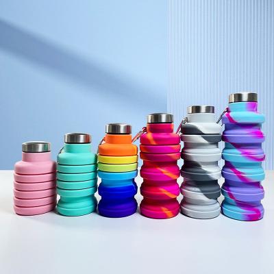 China Silicone Collapsible Water Bottle 500ml Foldable Outdoor Sport Bottle Custom Logo for sale
