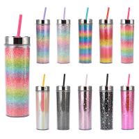 China Plastic Water Bottle 450ml with Flexible Straw Lid for School Promotional Sales for sale