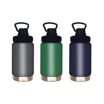China 32oz Black Stainless Steel Vacuum Insulated Water Bottle with Steel Handle Lid for Outdoor for sale
