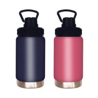 China 32oz Black Stainless Steel Vacuum Insulated Water Bottle with Steel Handle Lid for Outdoor for sale