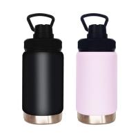 China 32oz Black Stainless Steel Vacuum Insulated Water Bottle with Steel Handle Lid for Outdoor for sale