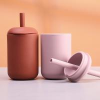 China 175ml Silicone Water Bottle with Straw Baby Fashion Outdoor Drinkware Clay Color for sale