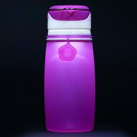 China 200ml Collapsible Silicone Water Bottle with LED Light BPA Free for Sports Kids for sale