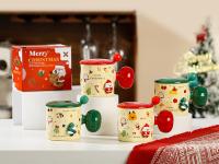 China Christmas Ceramic Mug 380ml Cartoon Coffee Cup Custom Logo Design Gift for sale
