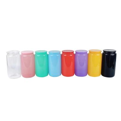 China 16oz Glass Drinking Bottle Colorful Portable Shape for Fruit Water Reusable for sale