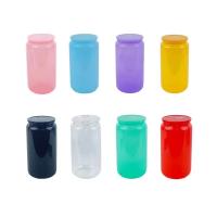 China 16oz Glass Drinking Bottle Colorful Portable Shape for Fruit Water Reusable for sale