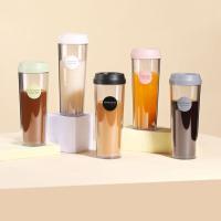 China Transparent Plastic Coffee Cup with Lid 320ml 420ml 520ml 700ml Outdoor Bottle for sale