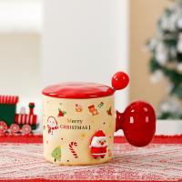 China Sublimation Ceramic Cup 380ml with Lid and Spoon Christmas Gift Customizable for sale