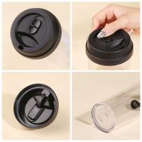 China Transparent Plastic Coffee Cup with Lid 320ml 420ml 520ml 700ml Outdoor Bottle for sale