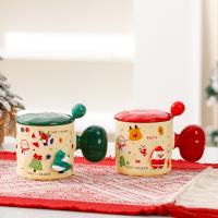 China Custom Sublimation 3D Christmas Ceramic Mug 380ml with Lid and Spoon High Beauty Cup for sale