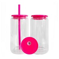 China 16oz Clear Glass Drinking Bottle Portable Fashionable Cup for Party Milk Tea 50pcs per Case for sale