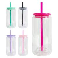 China 16oz Clear Glass Drinking Bottle Portable Fashionable Cup for Party Milk Tea 50pcs per Case for sale