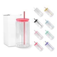 China 16oz Clear Glass Drinking Bottle Portable Fashionable Cup for Party Milk Tea 50pcs per Case for sale