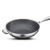 China 316 Stainless Steel Honeycomb Wok 30cm 32cm 34cm 36cm Fast Heating Custom Kitchen for sale