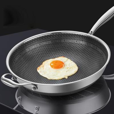 China 316 Stainless Steel Honeycomb Frying Wok 32cm Non Stick with Glass Lid 4kg Capacity OEM for sale