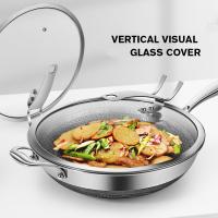 China 316 Stainless Steel Honeycomb Frying Wok 32cm Non Stick with Glass Lid 4kg Capacity OEM for sale