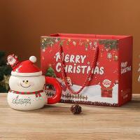 China Luxury Christmas Ceramic Santa Mug 400ml Custom Logo Design White Red Green for sale