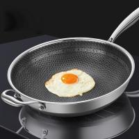 China 316 Stainless Steel Non Stick Frying Wok 32cm 34cm with Glass Lid Customizable for sale
