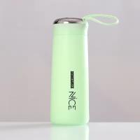 China 450ml Glass Tea Bottle Stainless Steel Leakproof Water Bottle with Lanyard for Outdoor Promotion for sale