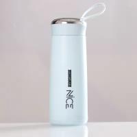 China 450ml Glass Tea Bottle Stainless Steel Leakproof Water Bottle with Lanyard for Outdoor Promotion for sale