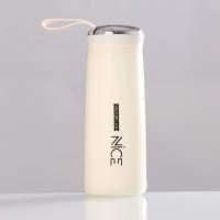 China 450ml Glass Tea Bottle Stainless Steel Leakproof Water Bottle with Lanyard for Outdoor Promotion for sale