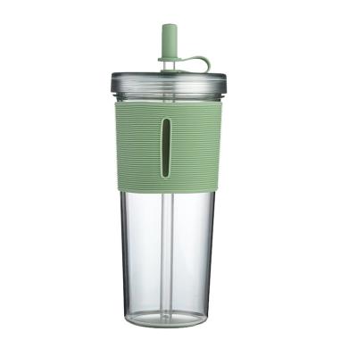 China 700ML Heat Resistant Plastic Water Cup with Transparent Silicone Cover Portable Bottle for sale