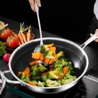 China Custom Logo 316 Stainless Steel Wok 32cm with Glass Cover for All Stoves for sale