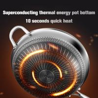 China Custom Logo 316 Stainless Steel Wok 32cm with Glass Cover for All Stoves for sale