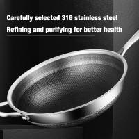 China 316 Stainless Steel Wok 32cm 34cm Double Sided Screen Honeycomb Cookware General Purpose for sale