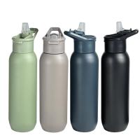 China Stainless Steel Vacuum Flask 580ml 1000ml Sports Water Bottle with Straw for Camping for sale