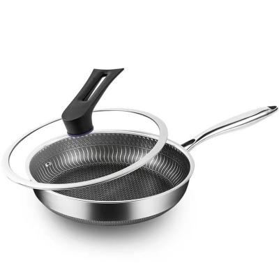 China 316 Stainless Steel Frying Pan 28cm 30cm Non Stick Hex Clad Honeycomb Skillet for sale