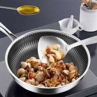 China 316 Stainless Steel Frying Pan 28cm 30cm Non Stick Hex Clad Honeycomb Skillet for sale