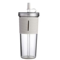 China Custom Logo Double Wall Plastic Water Bottle 700ml with Silicone Sleeve for Outdoor Camping for sale