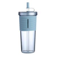 China Portable Plastic Water Bottle 700ml Single Wall Tumbler with Silicone Sleeve for sale