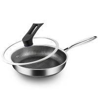 China 316 Stainless Steel Honeycomb Nonstick Wok Frying Pan 28cm 30cm with Glass Lid for All Stoves for sale
