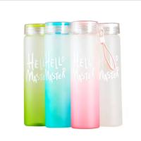 China 500ml BPA Free Custom Logo Gradient Frosted Glass Water Bottle Cup for Student for sale