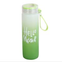 China 500ml BPA Free Custom Logo Gradient Frosted Glass Water Bottle Cup for Student for sale