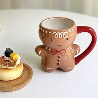 China 3D Cartoon Ceramic Gingerbread Man Coffee Mug 300ML Cute Christmas Gift for sale