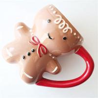 China 3D Cartoon Ceramic Gingerbread Man Coffee Mug 300ML Cute Christmas Gift for sale