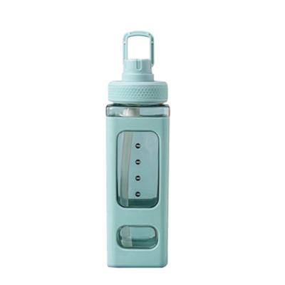 China Eco Friendly Clear Square Reusable Plastic Water Bottle 700ml with Rope for sale