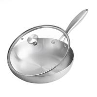 China 304 Stainless Steel Frying Pan 22cm 24cm 26cm 28cm with Glass Lid Skillet for sale
