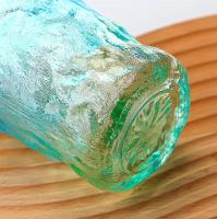 China LID Transparent Clear Can Glass 350ml Creative Portable Leak Proof Color Bark Pattern for sale
